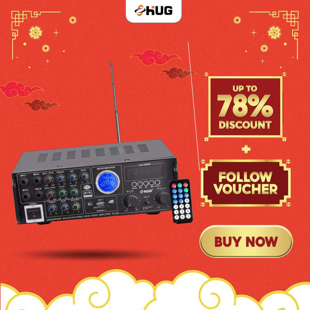 HUG 300 Watts 2 Channel Amplifier with Mixer, Equalizer, USB, Bluetooth ...