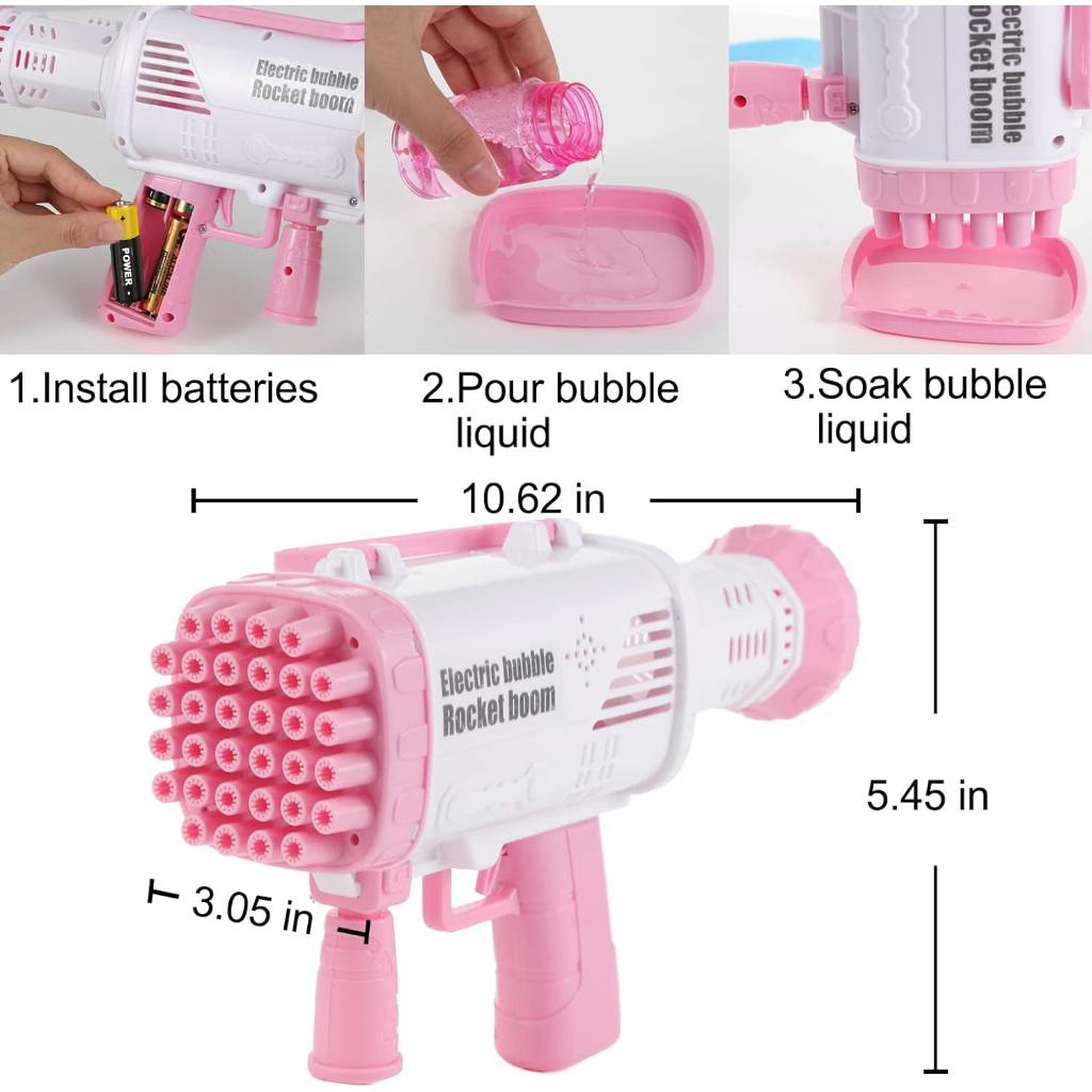 Electric Bubble Machine Gun 8 Hole Bubble Toys for Kids Boy and Kids ...