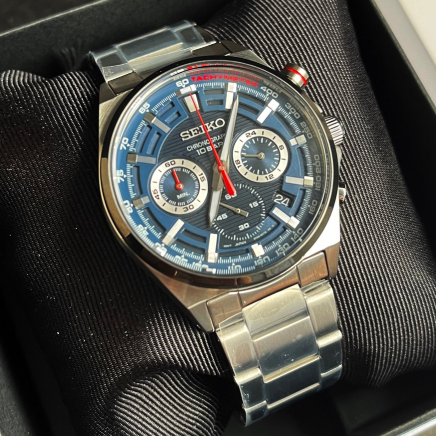 Seiko SSB407P1 Chronograph Blue Dial Silver Stainless Steel Bracelet ...