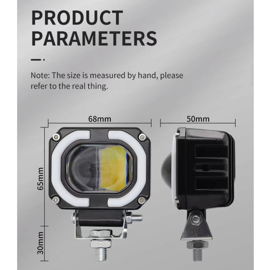 Motorcycle LED Square headlights, Fog Lights, Spotlights, Dual-Color ...