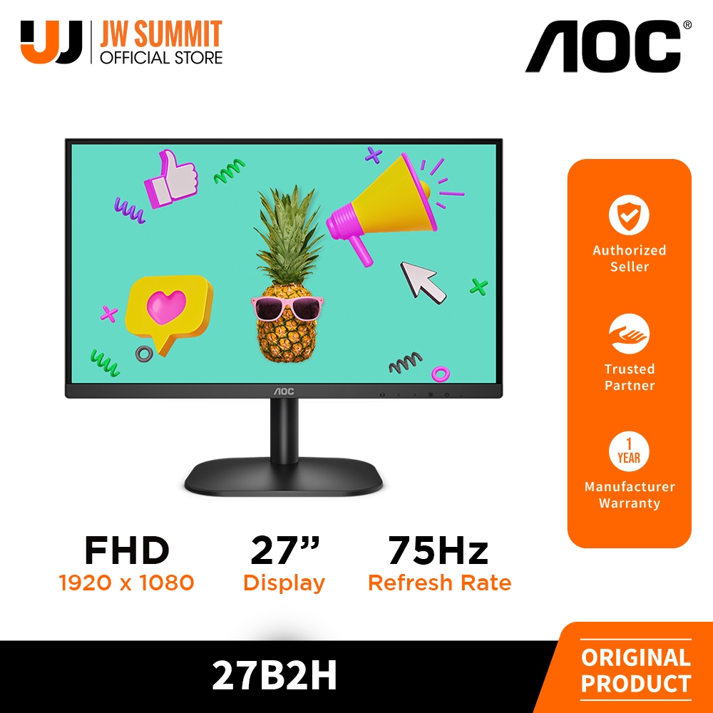 AOC 27B2H 27" Full HD 1920x1080 IPS Technology 8ms 75Hz Ultra Slim ...
