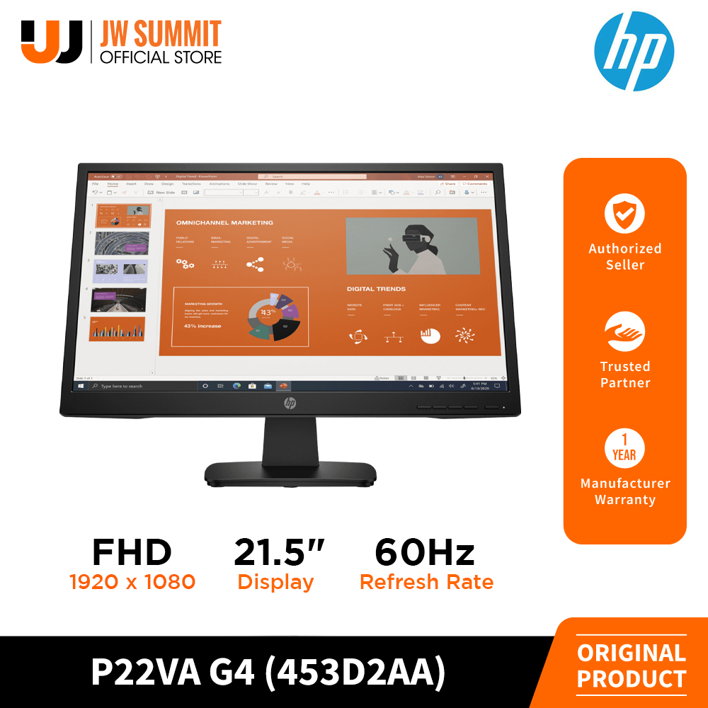 HP P22VA G4 21.5" FHD 60Hz 7ms Flat VA with Edge-lit Anti-glare VESA ...