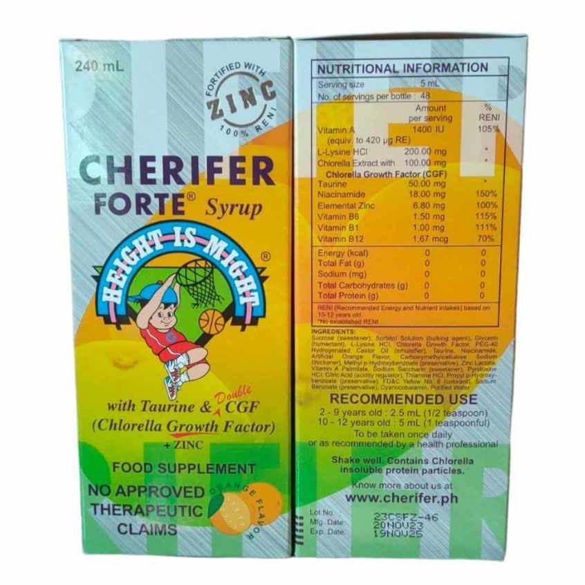 Cherifer Forte with Zinc Taurine + Double CGF + Zinc Syrup 240ml ...