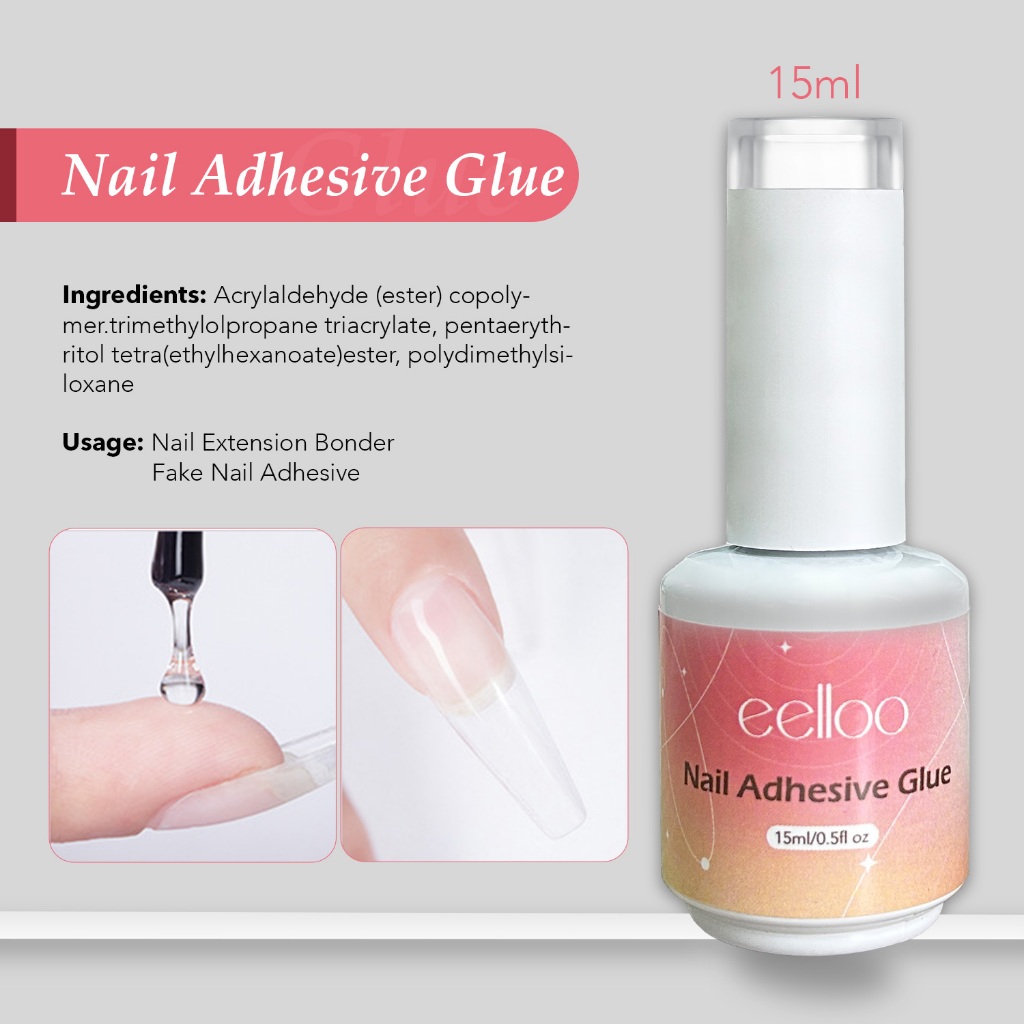 eelloo 15ml UV Nail Adhesive Gel Nail Glue Long Lasting Nail Extension ...