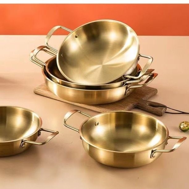 Kitchen Korean stainless steel cooking pot seafood double ear pot ...