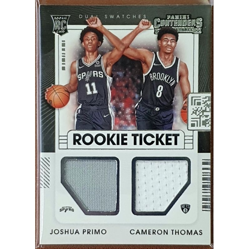 Contenders 2021-22 Rookie Dual Swatches Joshua Primo Cameron Thomas ...