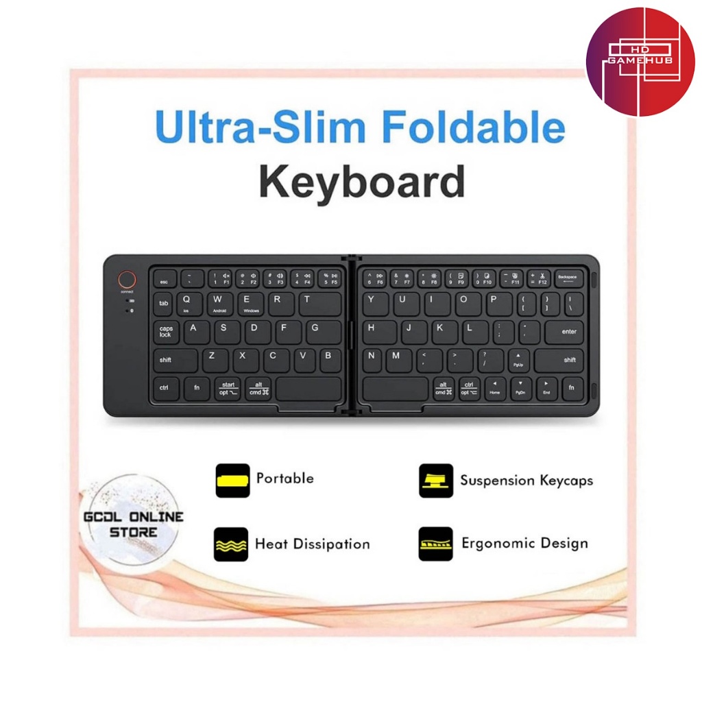 B023 Compact Foldable Bluetooth Keyboard for iPads, iPhones, Tablets ...