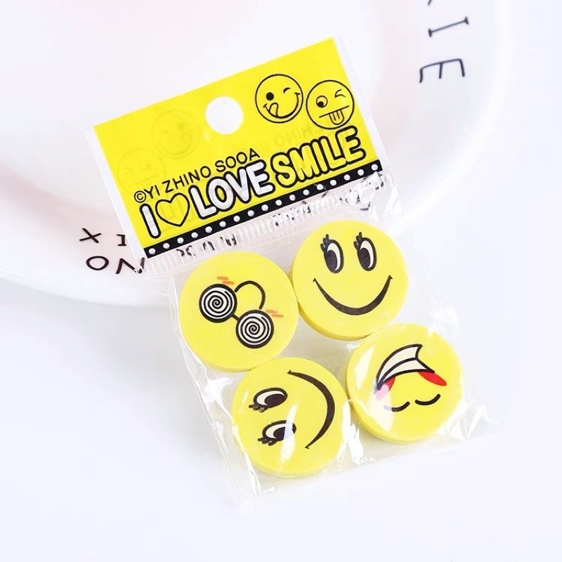 SMILE PENCIL ERASER (4pcs per PACK) SOLD PER PACK | Shopee Philippines