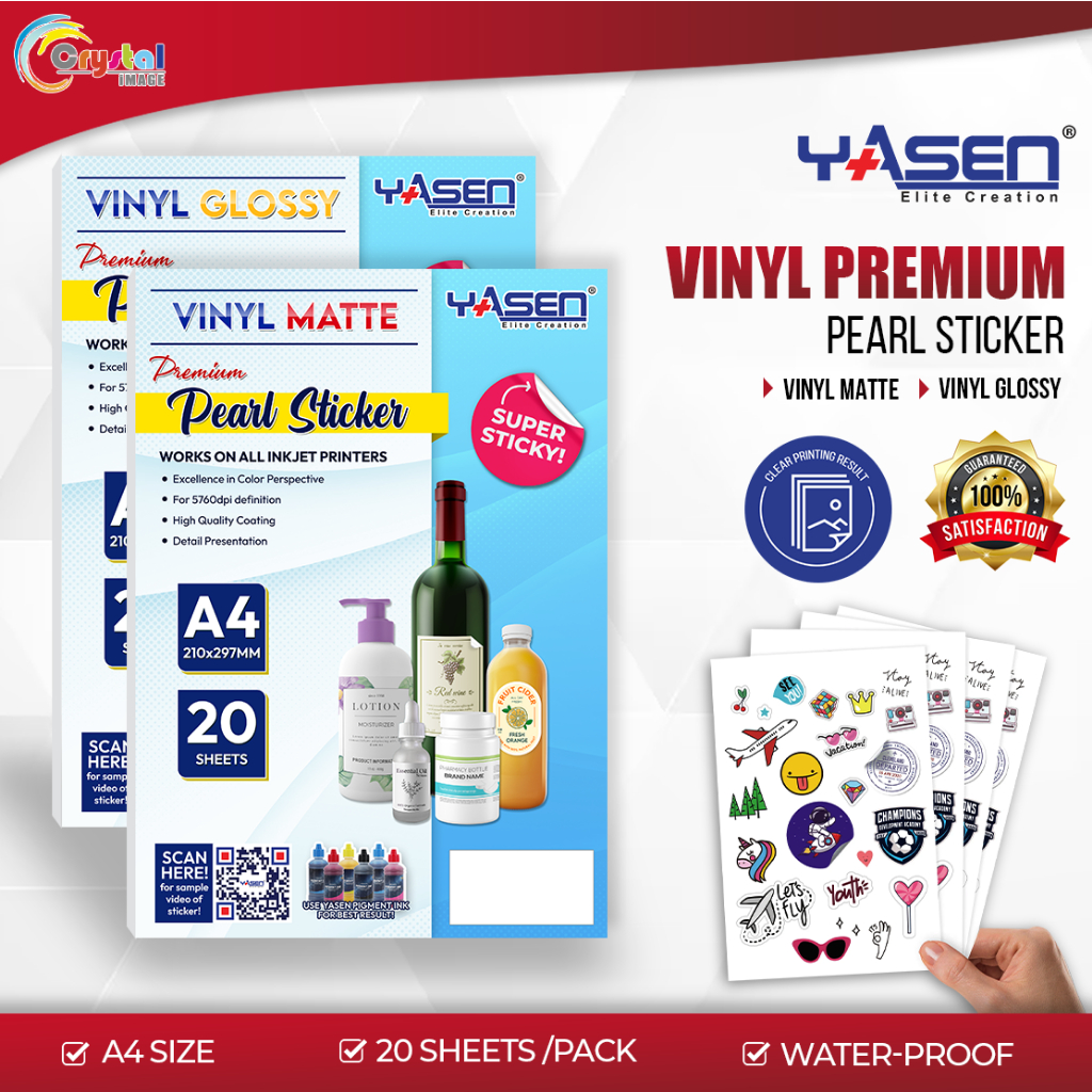 Yasen Premium Vinyl Sticker Waterproof A4 Matte | Glossy Waterproof ...