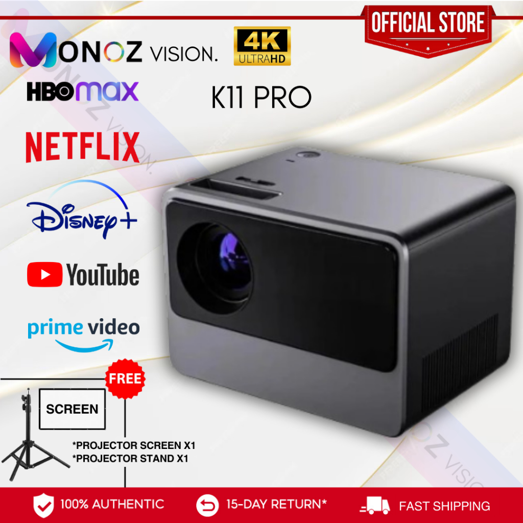 Projector K11 PRO Smart 4K UHD LED Projector OS Android WiFi Bluetooth ...