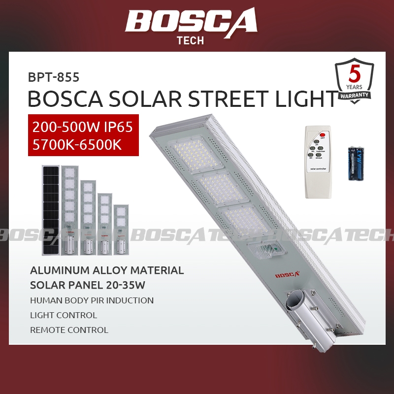 BOSCA Aluminum Alloy Solar Street Light IP65 200W BPT-855 Light control ...