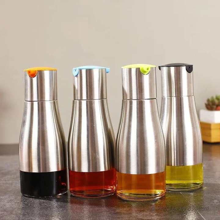 Kitchen Glass Bottle For Oil Stainless Steel Leak Proof Vinegar Oil ...