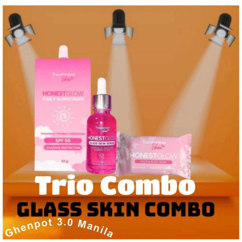HONESTGLOW TRIO COMBO (DAILY SUNSCREEN GLASS SKIN SERUM GLASS SKIN SOAP ...