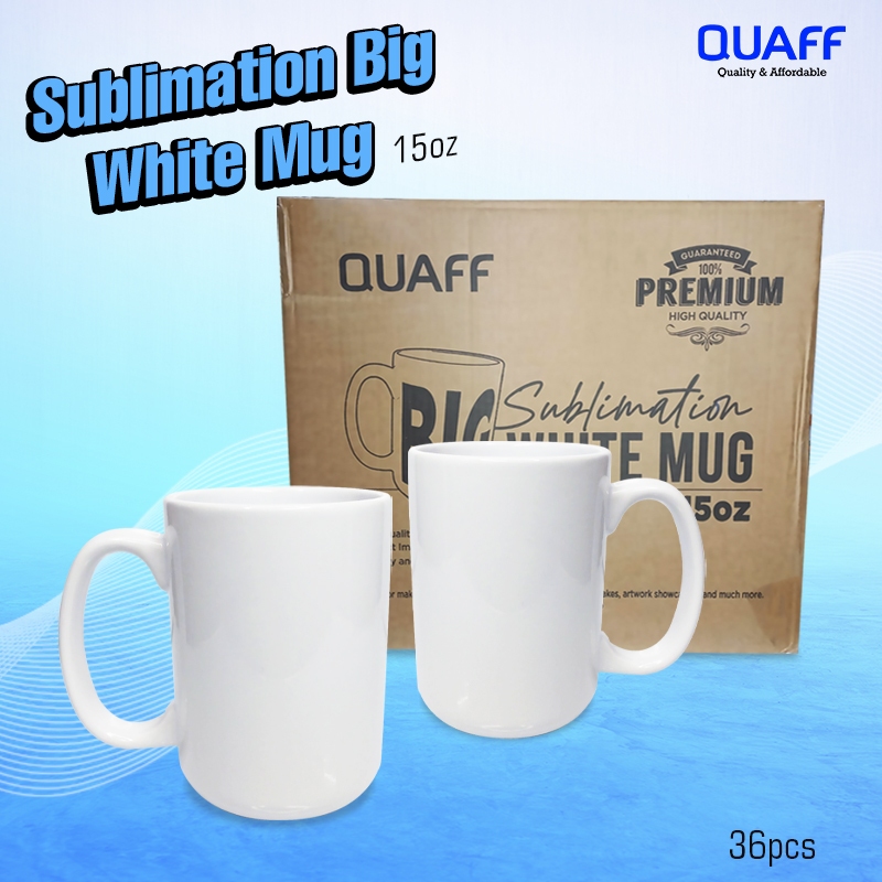 1-Box QUAFF Sublimation Coated White Mug 15oz Sublimation Coated ...