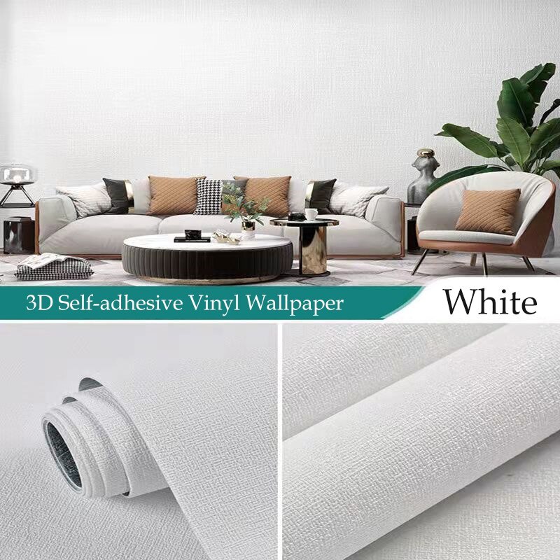 Aceking Wallpaper Foam Flax Linen Insulation Type Wallpaper PVC Self ...