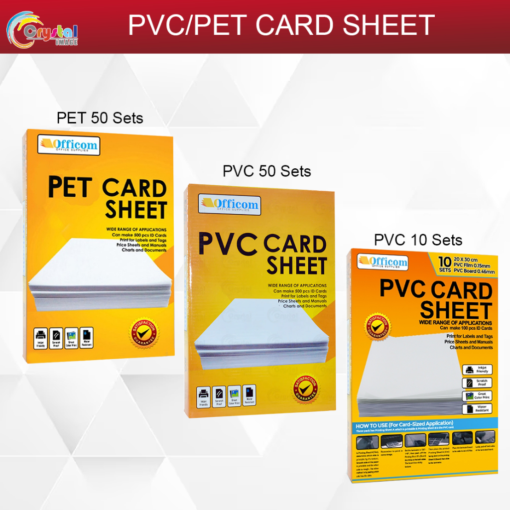 Officom PVC Card Sheet (50/10pcs) ID Card Sheet | Hard Plastic ID ...
