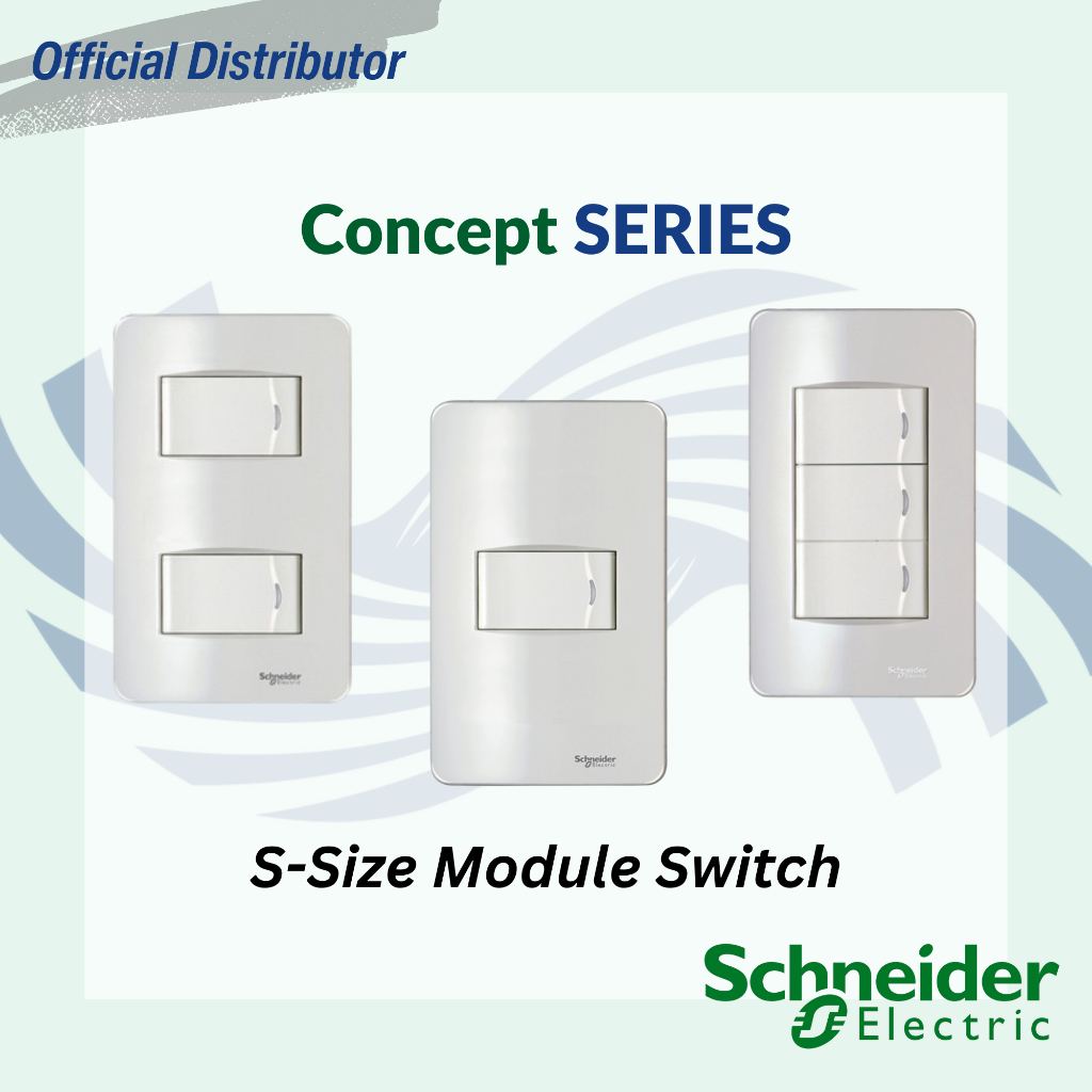 Schneider Concept 16A 250V 1/2/3 Gang S-Size Switch Module 1 or 2 Way ...