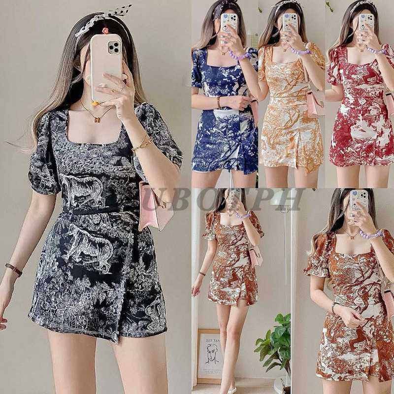 MERRIAN TERNO Puff Top and Skort Coordinates | Shopee Philippines