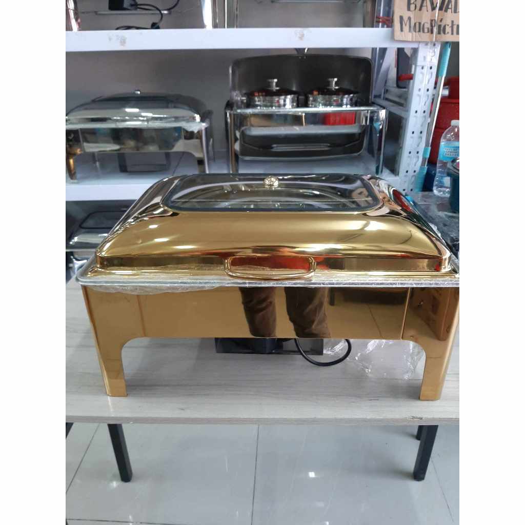 9 LITERS GOLD HYDROULIC DOME CHAFING DISH WITH STEAM HOLE | Shopee ...