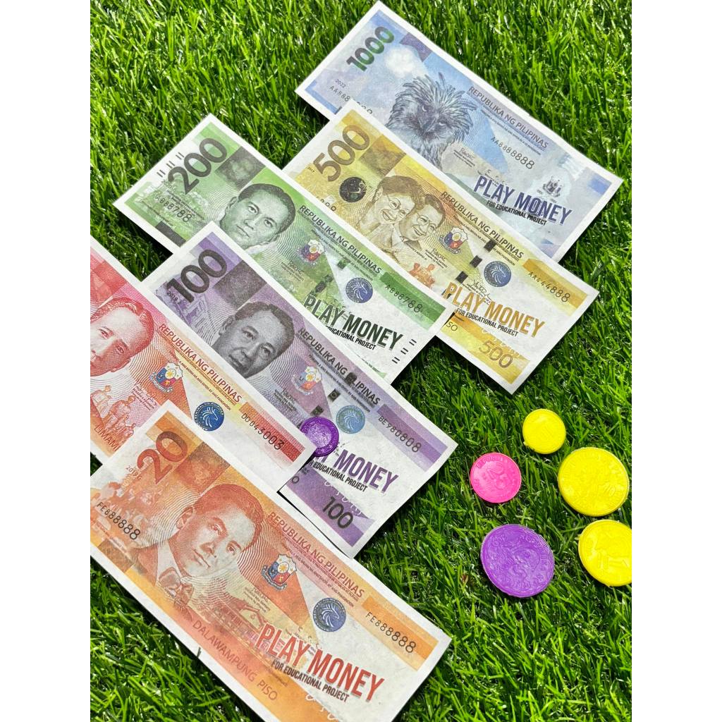 12pcs Play Money with Coins Philippine Money Laruan Pera ng mga Bata ...