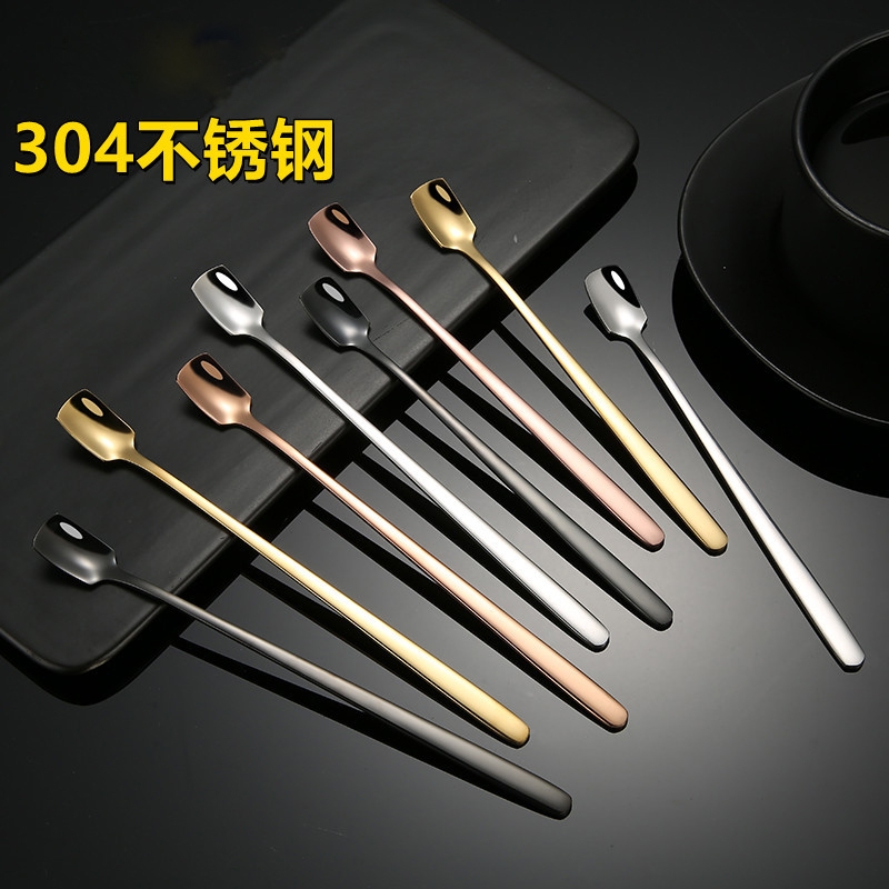 304 stainless steel square head spoon creative long handled bar ice ...