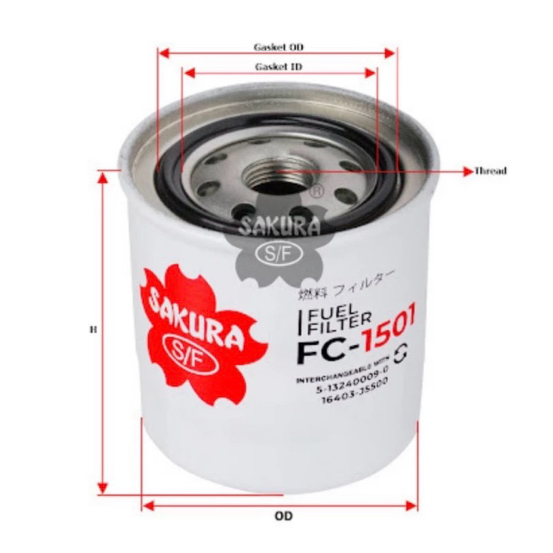 FC-1501 SAKURA JAPAN FUEL FILTER ISUZU 4BC2/4BE1/C190/SD23 4JA1, 4JB1 ...