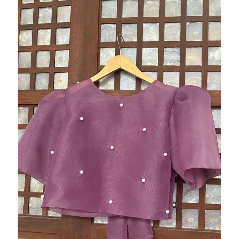 Filipiniana Modern Kimona Crop Top With Pearl Shopee Philippines