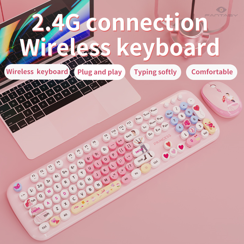 Disney Authorized PRINCESS Series Grils Lovely Pink Wireless Keyboard ...
