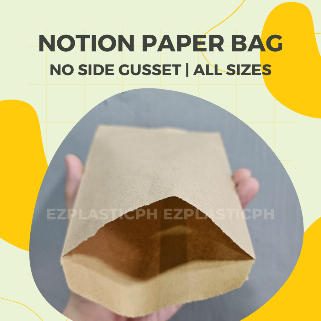 Notion Paper Bag in Kraft Brown (+/-50pcs/100pcs) No Side Gusset ...