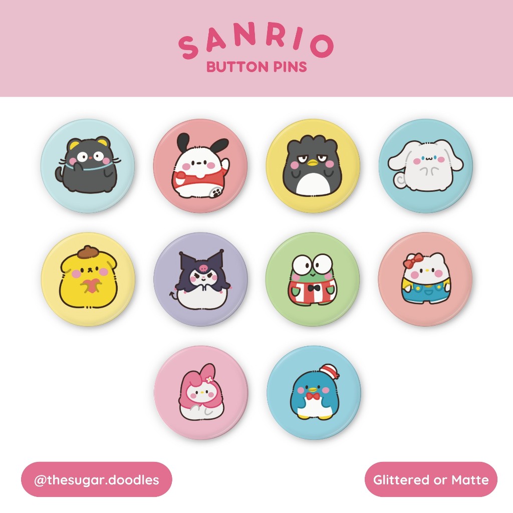 Sanrio Button Pins Set | Shopee Philippines