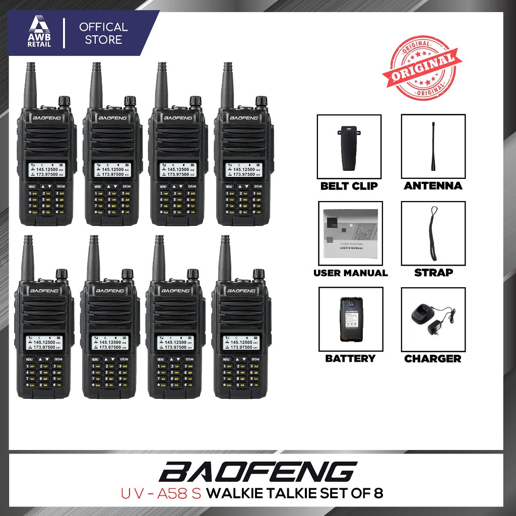 Baofeng BF-A58S Dual Band VHF/UHF Two-Way Radio Set of 8 | Shopee Philippines