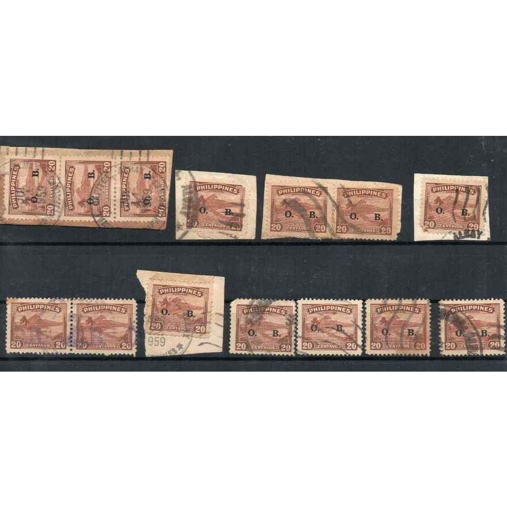 PHILIPPINES Official OB Stamps Lot Collection MAYON VOLCANO 20 Centavos ...