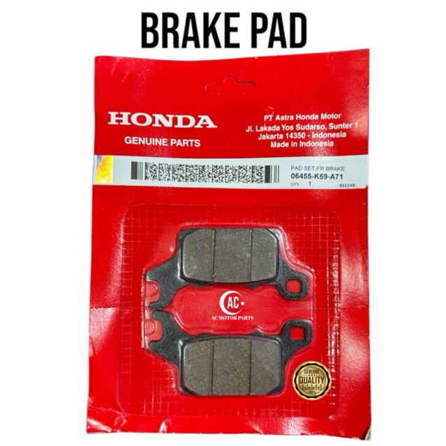 HONDA Click V2 125/150 Brake Pad front GENUINE Brake Pad | Shopee ...