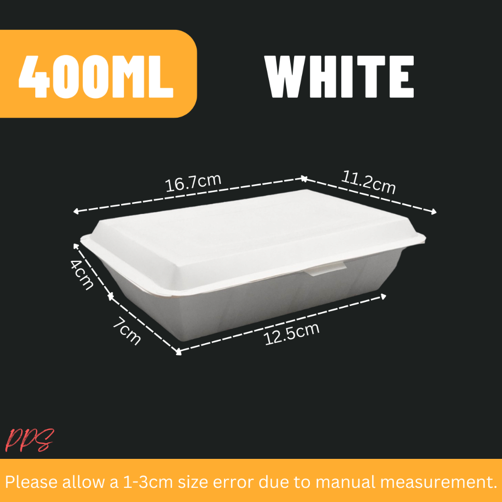 50pcs Flip Paper Meal Box Plain White (280ml/400ml/550ml) | Shopee ...