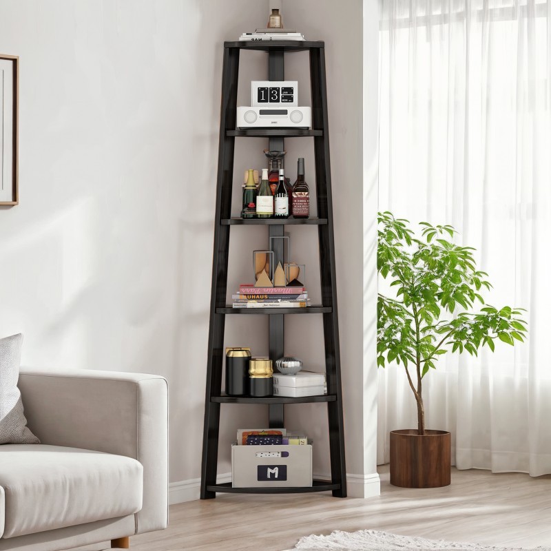 4/5/6 Layer Solid Wood Corner Rack Storage Rack Bookshelf Flower Stand ...
