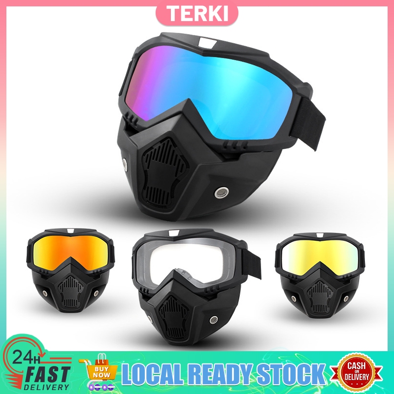 Universal Motorcycle Goggles Mask UV Protection Removable Half Face ...