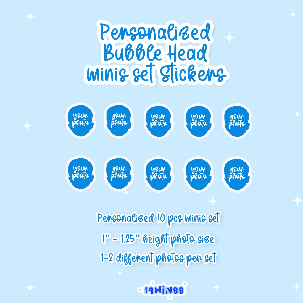Personalized Customized Mini Bubble Head Face Cut out Vinyl Sticker ...
