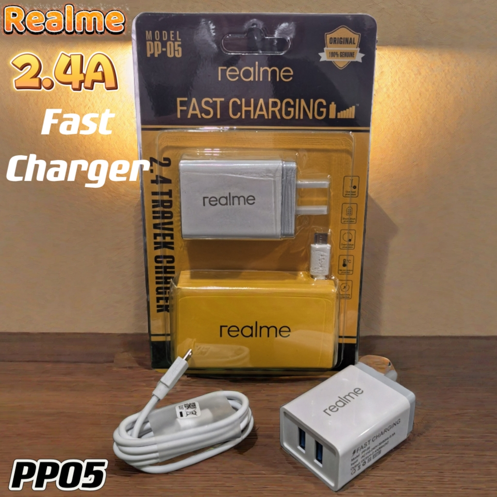 PP05 Realme Charger 2.4A Travel Fast Charging Charger With Type C Micro Android Data Usb Cable ...