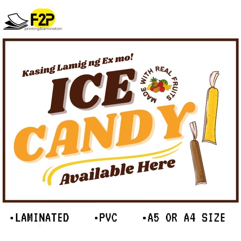 ICE CANDY STORE SIGN (LAMINATED/PVC) | Shopee Philippines