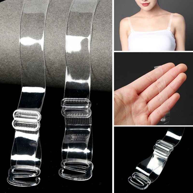 1 Pair Clear Bra Straps Transparent Invisible Detachable Adjustable ...