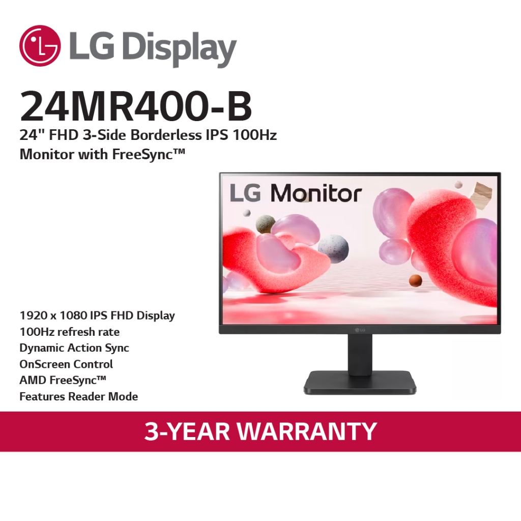 LG 24MR400-B 24" FHD 3-Side Borderless IPS 100Hz Monitor with FreeSync™ | Shopee Philippines