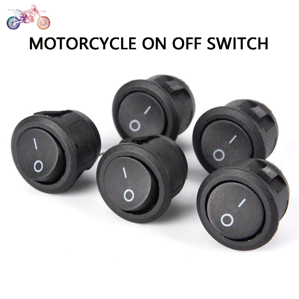 MOTORCYCLE ON/OFF SWITCH ROUND CIRCLE Rocker Toggle Switch Push Button ...