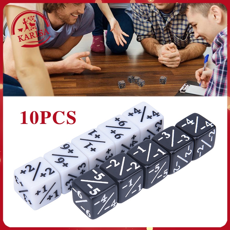 10Pcs Counters Dice Plus (+) / Minus (-) Dice Durable Dice Game Counter ...