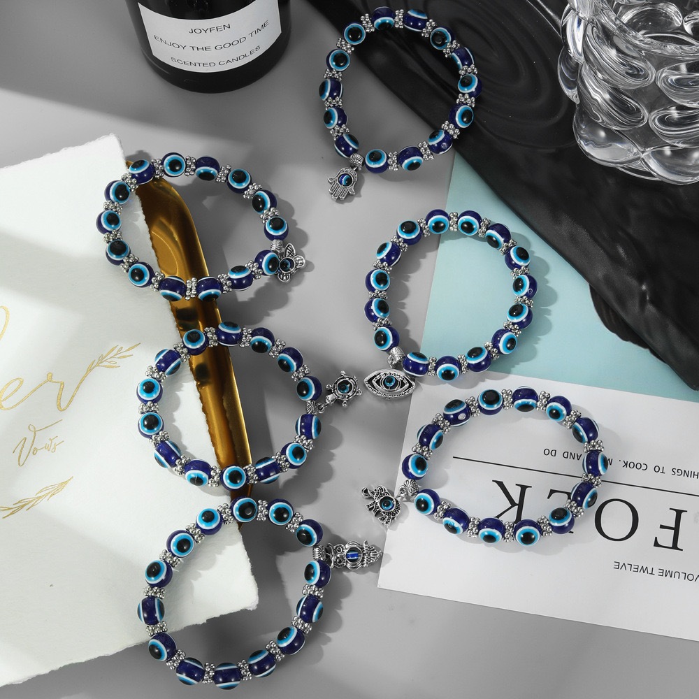 Evil Eye Hamsa Blue Hand of Fatima Turkish Lucky Evil Eye Bracelet for ...