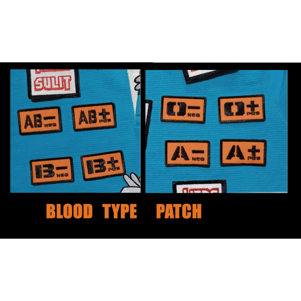 2 inch wide ORANGE blood type label patch embroidery emergency rescue ...