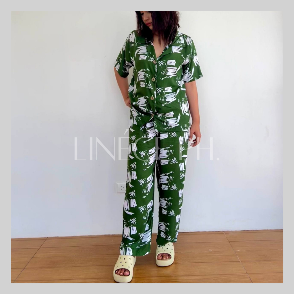 CLEO Coords Printed - Oversized Polo & Pants Terno Challis fabric ...