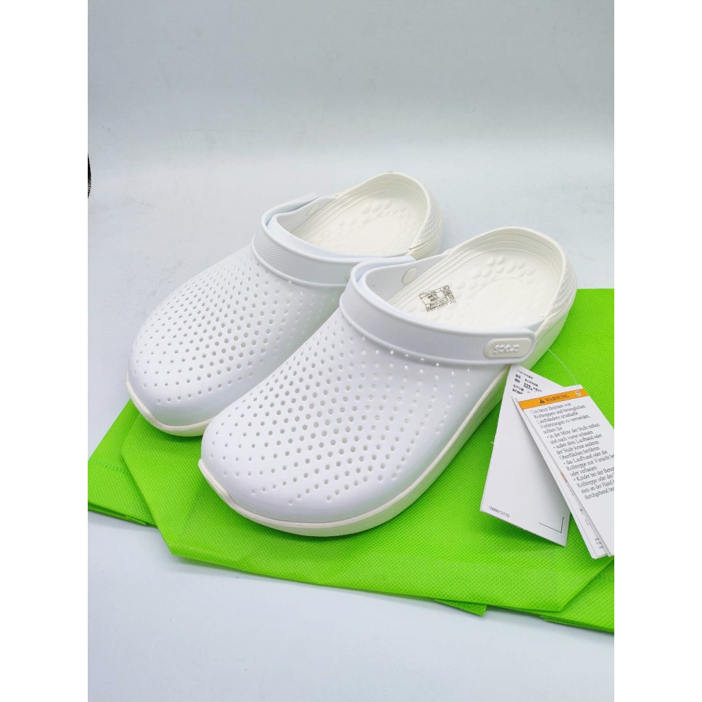 crocs all white LiteRide Slip Ons with ECO Bag for man and woman ...