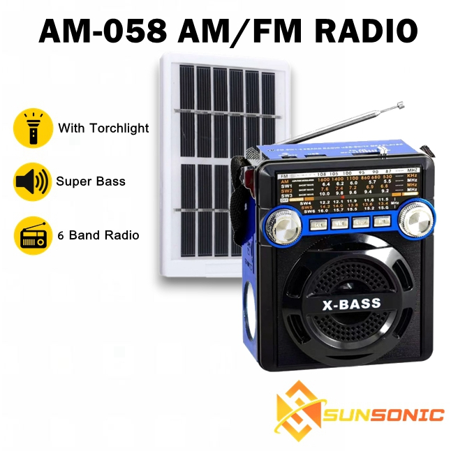 Xbass Am-058 Rechargeable Portable Band Radio With Usb Slot Led ...