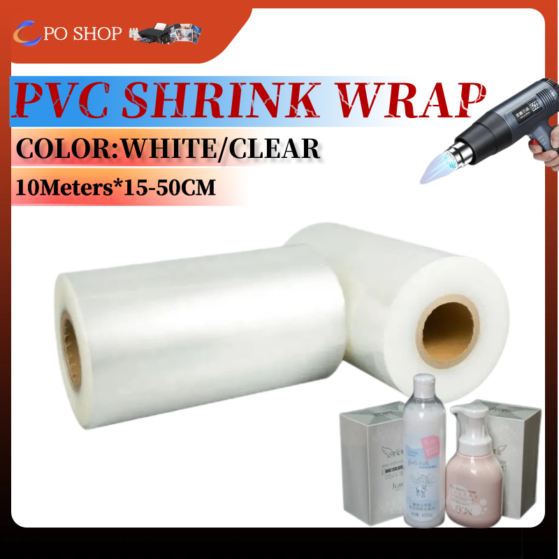 10Meters Clear PVC Heat Shrink Wrap Rolls - Various Sizes (15cm to 50cm ...