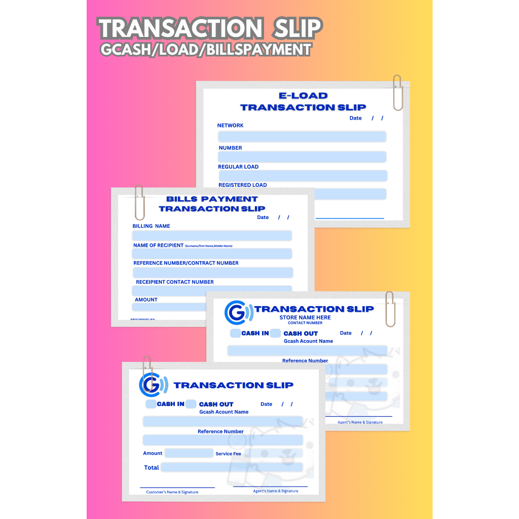 TRANSACTION SLIP GCASH/LOAD/BILLS PAYMENT | Shopee Philippines